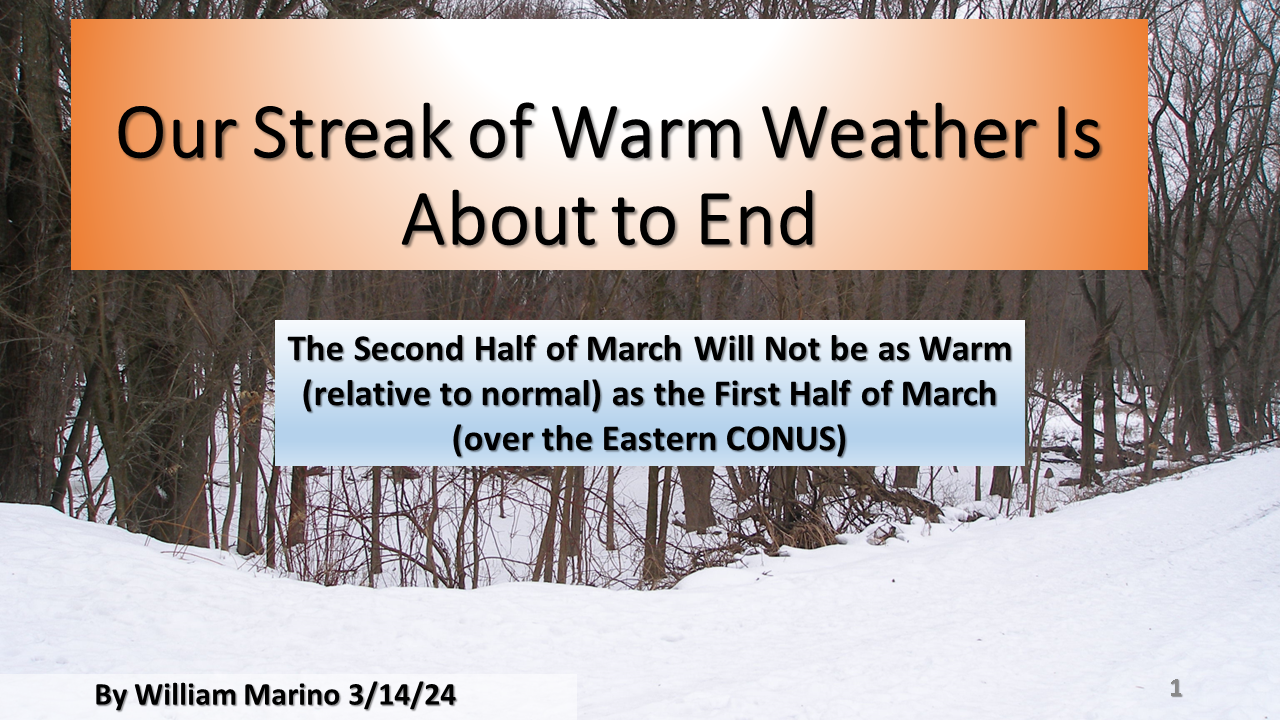 The Warmer Than Normal Weather Pattern Over the Eastern CONUS is About ...